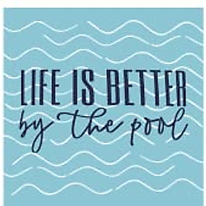 Adabana Pack of 2 Blue and Navy Outdoor Waterproof Throw Pillow Covers 18x18 Decorative Pillows Case for Patio Furniture Garden, Life is Better by The Pool