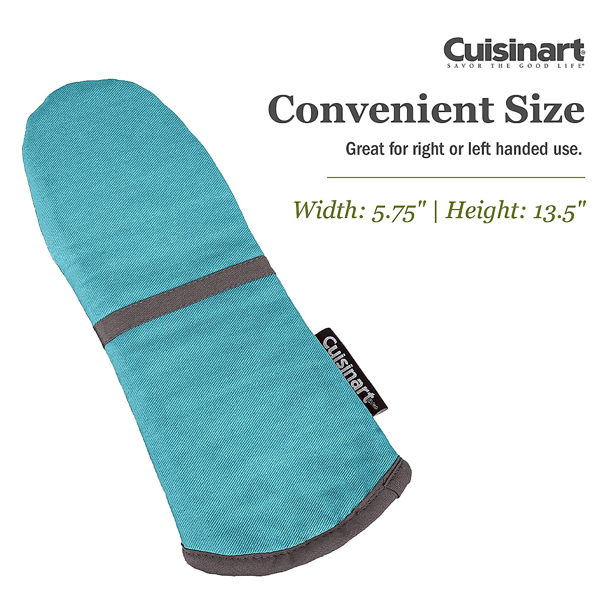 Cuisinart Silicone Oven Mitts, 2 Pack – Heat Resistant To 500 Degrees – Handle Hot Kitchen Items Safely – Non-Slip Silicone Grip Oven Gloves with Insulated Deep Pockets and Hanging Loop – Aqua