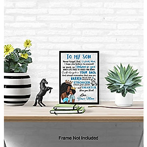 Boys Bedroom Decor - Black Art - African American Art - To My Son Gifts from Mom - Little Boys Room Decor - Wall Art for Boys - Blue Baby Boy Nursery Decor - Kids Room Decor - Family Decor