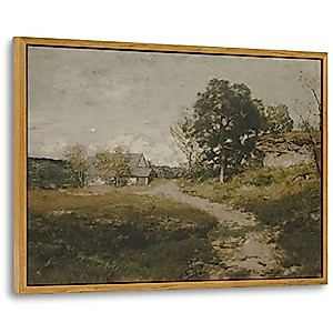 InSimSea Framed Canvas Wall Art Decor, Vintage Wall Art for Living Room Office Bedroom Decor, Vintage Countryside Road Wall Pictures, Ready to Hang Painting for Bedroom Bathroom Wall Decor 12x16in