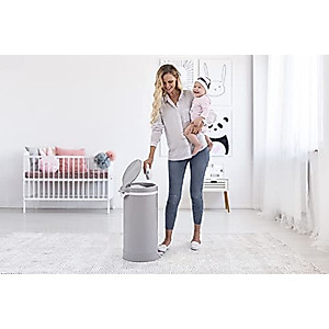 Bubula Premium Steel Diaper Waste Pail with Step Open, Gray