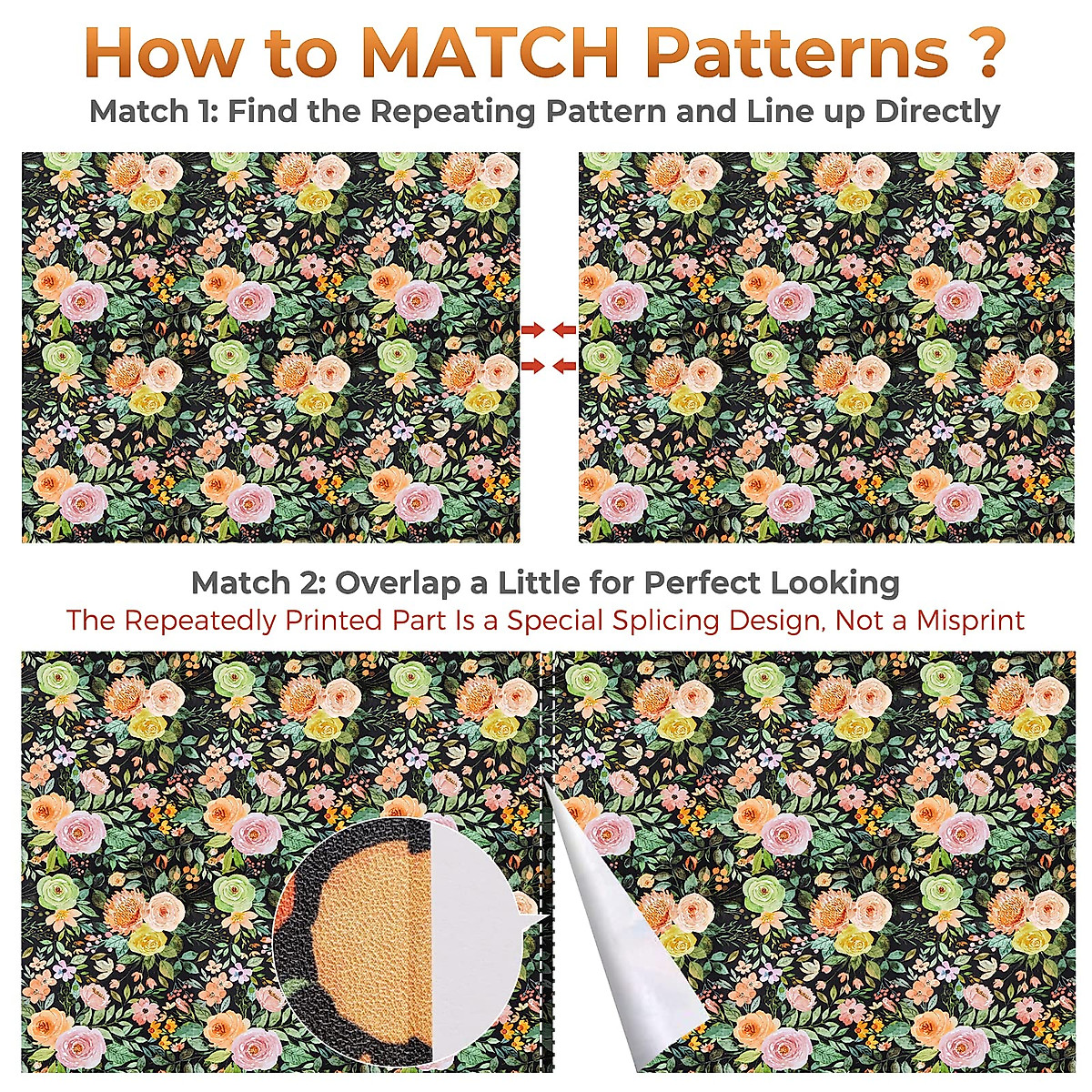 Beautysaid Wallpaper Peel and Stick Floral：Boho Textured Wall Paper for Bedroom Bathroom Renter Friendly Waterproof Pink Watercolor Modern Wallpaper for Kitchen Cabinet(Black,17.5x118 inch)