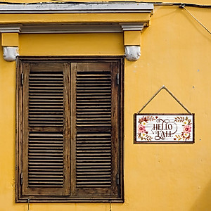 Maple Leaf Floral Hello Fall Welcome Hanging Sign Wooden Home Decor Plaque, Outdoor Indoor Wood hanging Sign for Thanksgiving, Autumn Harvest Wooden Front Door Sign Wall Porch Farmhouse Decor -34