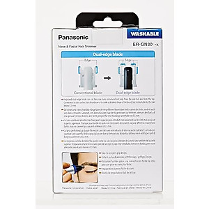 Panasonic ER-GN30-K Nose, Ear n Facial Hair Trimmer Wet/Dry with Vortex Cleaning System, Black