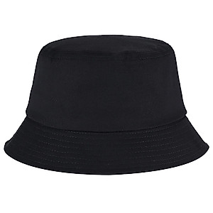 Umeepar Unisex Cotton Packable Bucket Hat Sun Hat Plain Colors for Men Women (1 Plain Black)