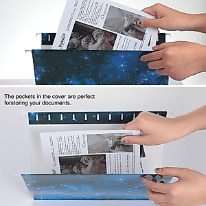 30 Pcs Galaxy Hanging Folders with Foil Stamping Process, Including Adjustable Tabs and Inserts, Letter Size Decorative Hanging File Cabinet Inserts Organizer for Desk Office School