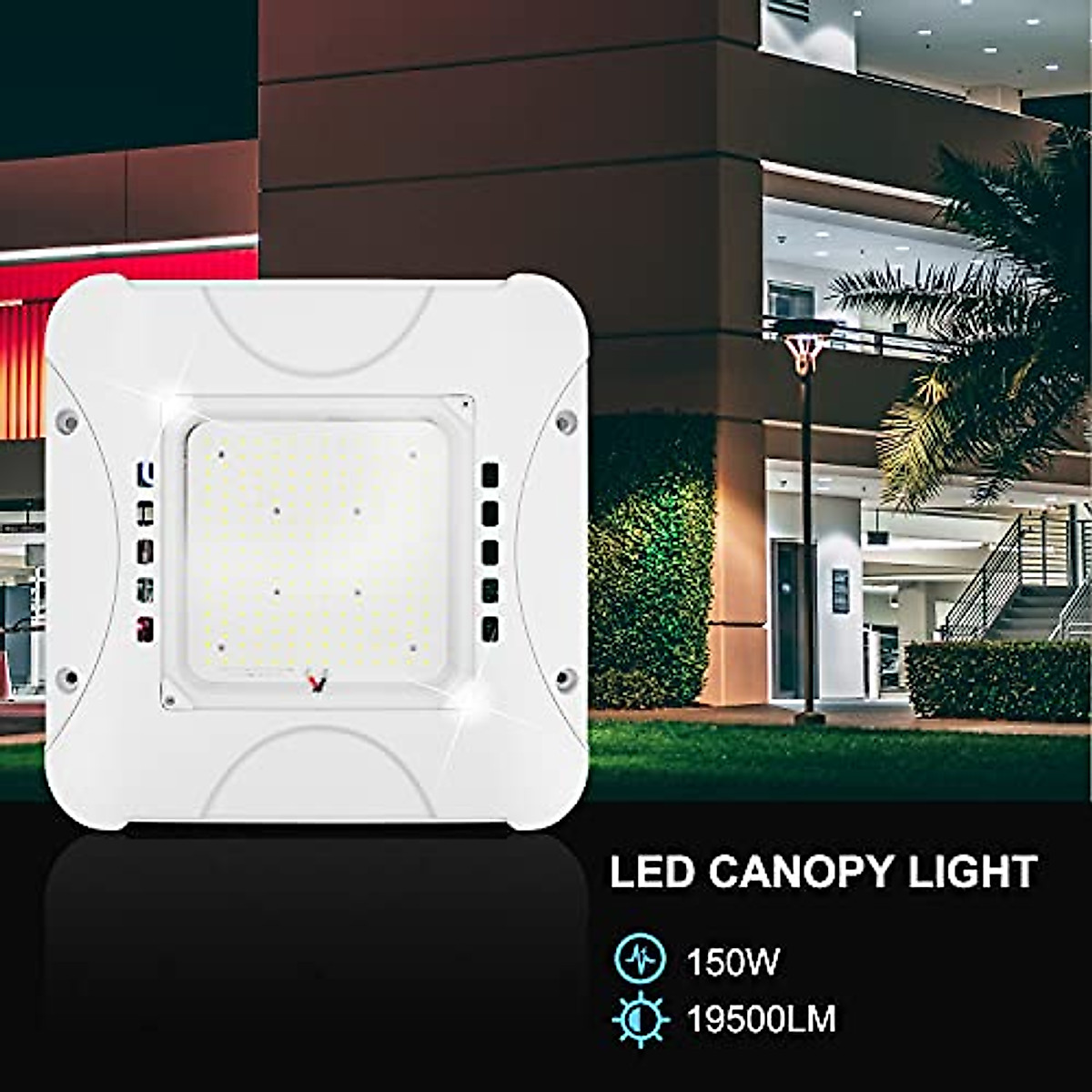 BBMI 150W LED Canopy Light, 20250LM 5000K Daylight White, 100-277VAC, Commercial Gas Station, Street, Area & Outdoor Lighting, LED Parking Garage Lights, DLC-Qualified & ETL-Listed (White).