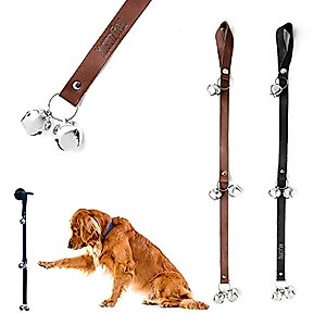 Mighty Paw Leather Tinkle Bells, Premium Leather Dog Doorbells, Extra Soft Leather with Durable Jingle Bells, Housetraining Doggy Door Bells for Potty Training (Brown)