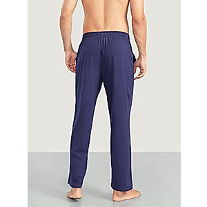 DAVID ARCHY Men's Soft Cotton Pajama Bottom Comfy Knit Pajama Long John Lounge Sleep Pants for Men 2 Pack (XL, Black/Navy Blue)