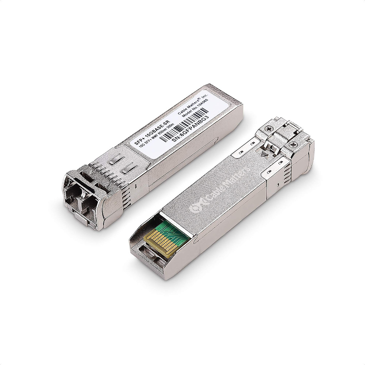 Cable Matters 2-Pack 10GBASE-SR SFP+ to LC Multi Mode 10G Fiber Transceiver Modular for Cisco, Ubiquiti, TP-Link, Huawei, Mikrotik, Netgear, and Supermicro Equipment