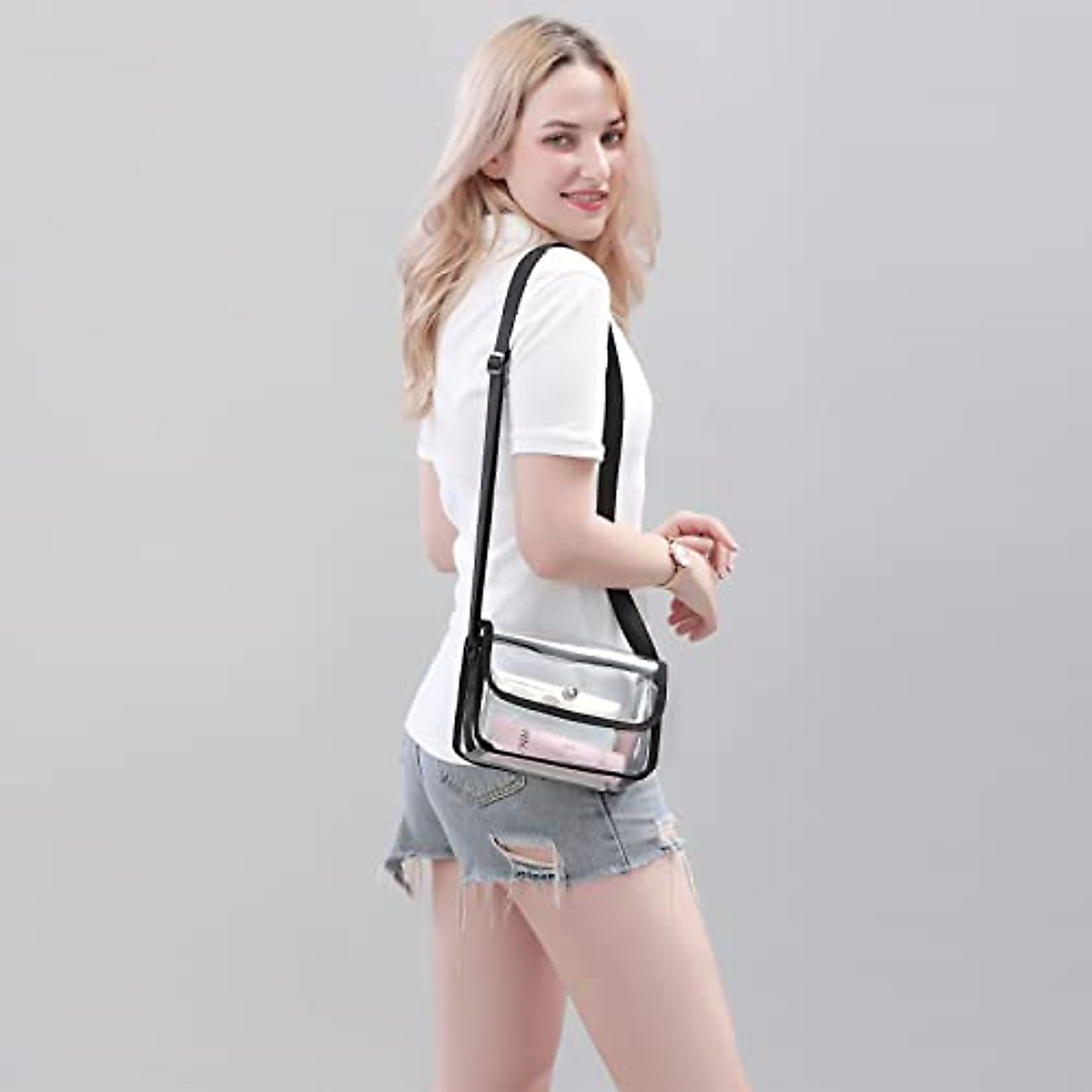 COVAX Clear Bag Stadium Approved, Clear Crossbody Purse Bag for Women, Transparent Shoulder Messenger Bag for Concerts, Sports Events, Festivals