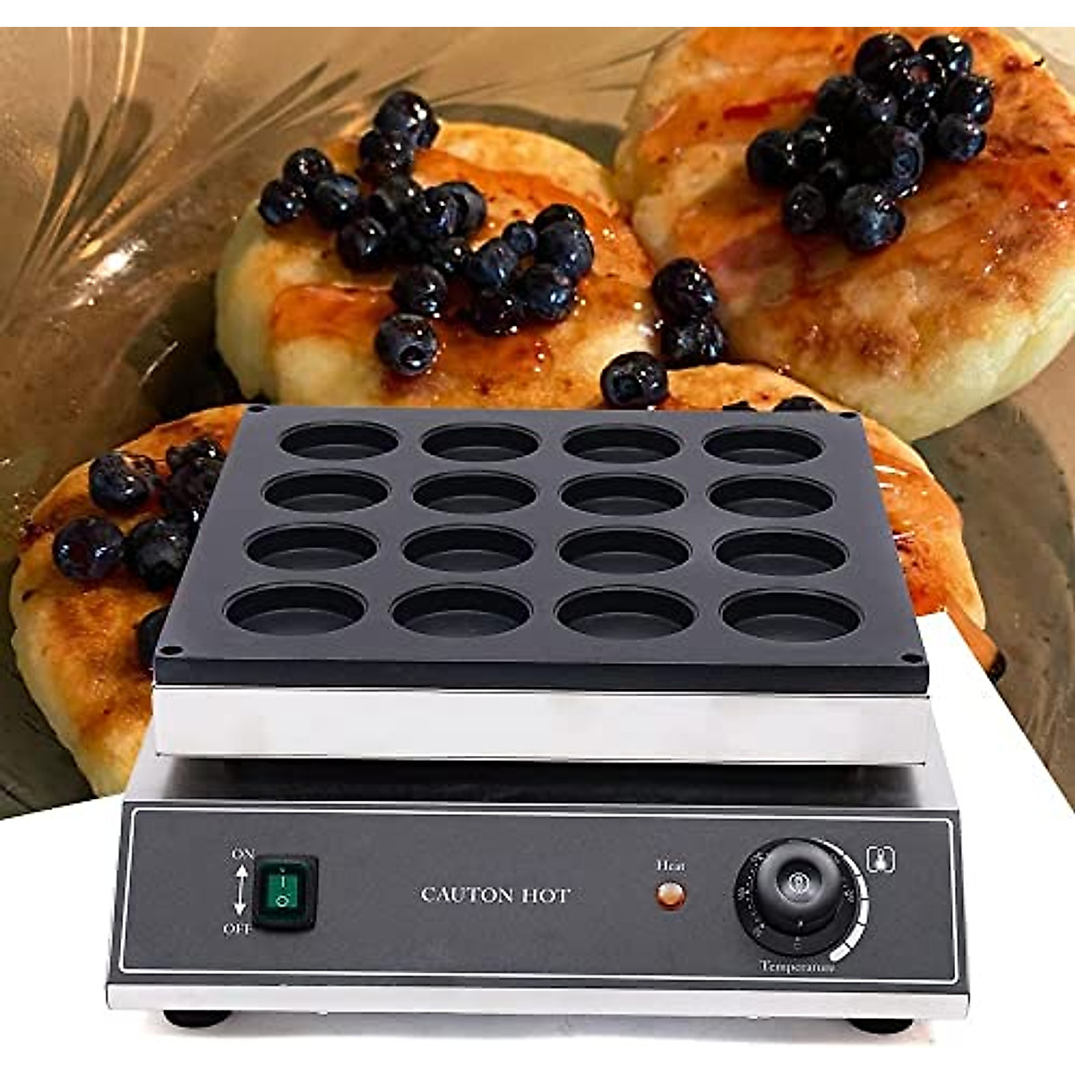 Commercial Nonstick Electric Red Bean Cake Baker Waffle Maker Machine, Stainless Steel Temperature and Time Control Electric Waffle Iron Baker for for Restaurant Cafe Tea Shop
