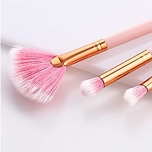 ARALOR Makeup Brushes Set 10 pcs Pink Wood Handle Soft Nylon Bristles Kabuki Makeup Brush Cosmetic Brushes Eyeshadow Eyeliner Blush Brushes