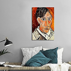 Pablo Picasso Wall Art & Decor - Self Portrait Poster Decorative Painting Canvas Wall Art Living Room Bedroom Painting1 Piece Framed or Unframed Women and Men Gift (Unframe,12in*18in)