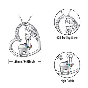 JUSTKIDSTOY Llama Necklace Jewelry Sterling Silver Cute Animal Alpaca Pendant Necklace Birthday Gifts for Women