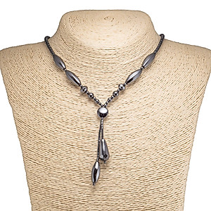 BlueRica Double Strand Drop Hematite Necklace with Designer Beads