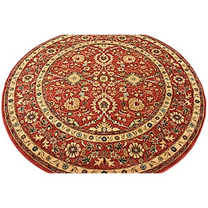 Unique Loom Edinburgh Collection Classic Oriental Traditional French Cottage Inspired Intricate Design Area Rug, 6 ft x 6 ft, Red/Beige