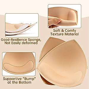 KSang Bra Pads Inserts 4 Pairs - Sewn Edges Breast Padding for Sports Bras Swimsuits Bikini Push up Bra Cups Inserts for B Cup