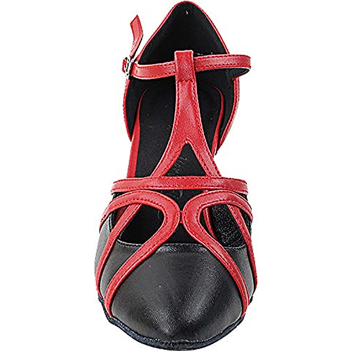 Women's Ballroom Dance Shoes Salsa Latin Practice Shoes Black Leather & Red Trim Sera3541EB Comfortable - Very Fine 2.2" Heel 8 M US [Bundle of 5]