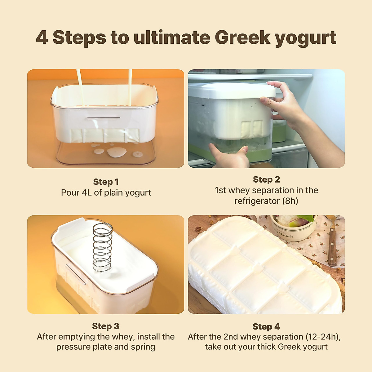 [Bear Greeks] 1 Gallon Gguduck Maker with Ultra Fine Nylon Mesh Strainer, Whey separator, 1 gallon of thick and creamy greek yogurt, eco-friendly materials container