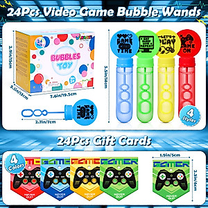 Winrayk 24Pcs Video Game Bubble Wands for Kids Bubbles Party Favors Mini Bubbles Bulk Easter Valentines Day Prizes Pinata Filler Stuffer Gamer Gaming Party Favors Birthday Supplies (with 24 Gift Card)