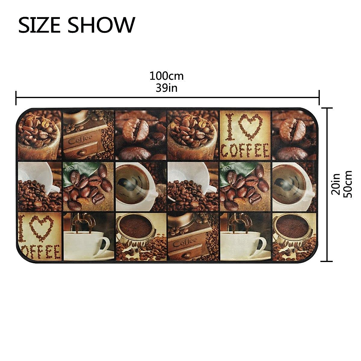 Aslsiy Coffee Bean Mugs Kitchen Rug Fall Coffee Area Rug Bedroom Mats Bath Rugs Autumn Welcome Non Slip Living Room Rug for Floor Comfort Doormats Home Decor 39" X 20"
