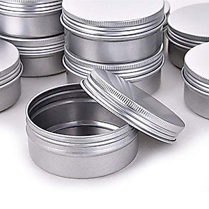 Silver 1 Ounce Aluminum Tin Jar Refillable Containers 30ml Aluminum Screw Lid Round Tin Container Bottle for Cosmetic,Lip Balm, Cream, 30 Pcs