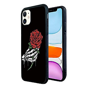 FANXI Rose Skull Phone Case Compatible with iPhone 11 6.1 Inch - Shockproof Protective TPU Aluminum Cute Cool Skeleton iPhone Case Designed for iPhone 11 Case for Men Girls Women Boys