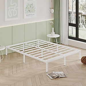 Cieemine 12 Inch White King Size Bed Frame, Heavy Duty King Size Platform Bed Frame, Mattress Foundation, No Box Spring Needed, Easy Assembly, Noise-Free