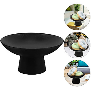 Yardwe Footed Fruit Bowl Pedestal Dessert Bowl Ceramic Fruit Bowl Fruit Container for Lunch Tray Fruit Tray (Black, 5.9inch)