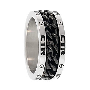 CTR Ring Stainless Steel w/Black "Lynx" - J137 (12.5)
