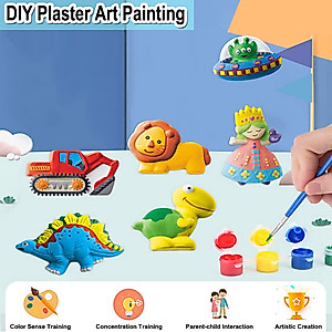 JEMESI Kids Arts and Crafts, DIY Dinosaur Scrawl Gypsum Art Kits for Kids 3-9, Creativity Cute Magnets Toys Gifts for 3 4 5 6 7 8 9 Year Old Boys Girls (Dinosaur)