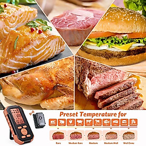 Smart Meat Thermometer | Wireless Food Thermometer | 195ft Wireless Remote | with 2 Pcs Meat Probe, Digital Cooking Thermometer | for The Oven, Grill, Kitchen, BBQ, Smoker, Rotisserie