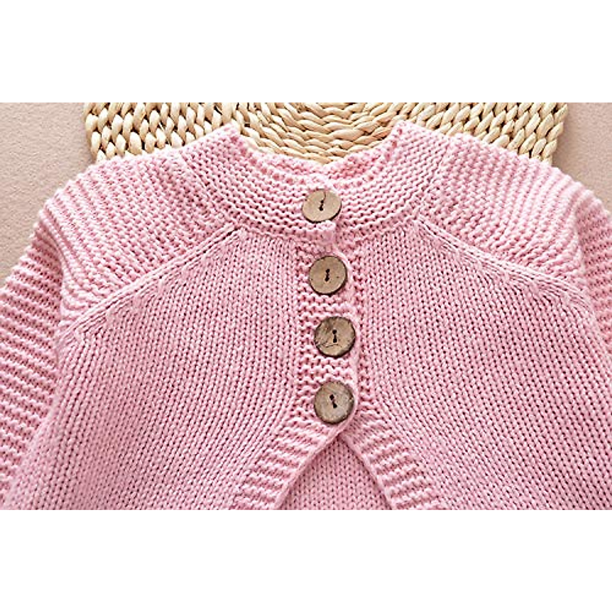 Willow Dance Toddler Baby Girls Autumn Winter Clothes Button Knitted Sweater Cardigan Cloak Warm Thick Coat (Pink, 6-7 Years)