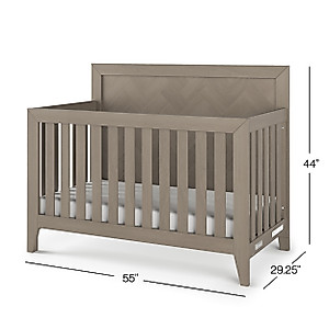 Child Craft Kieran 4-in-1 Convertible Crib, Baby Crib Converts to Day Bed, Toddler Bed and Full Size Bed, 3 Adjustable Mattress Positions, Non-Toxic, Baby Safe Finish (Crescent Gray)