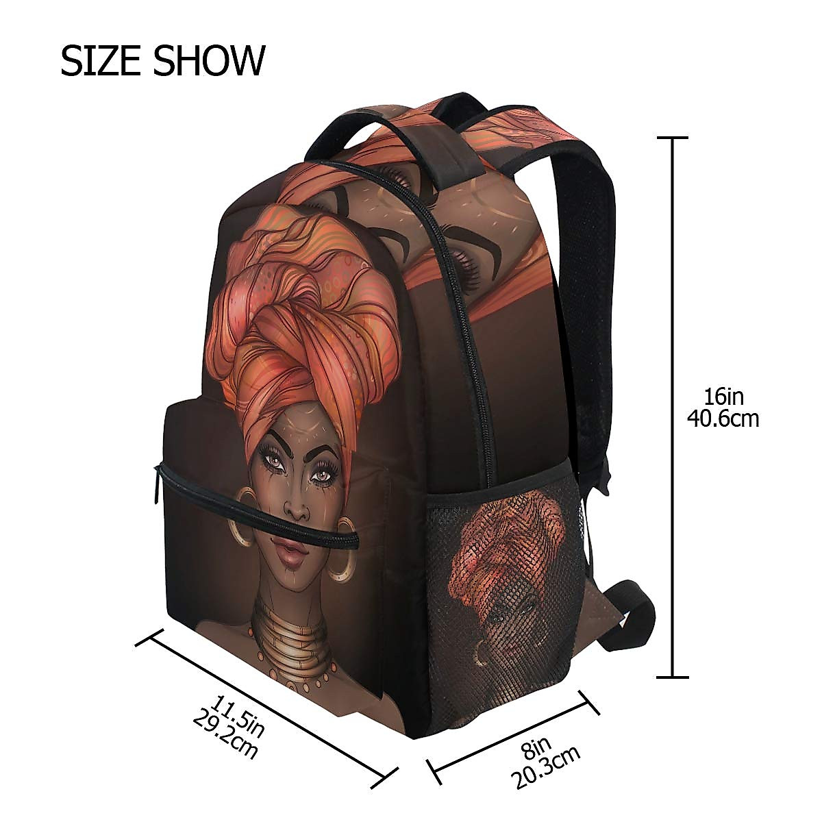 ALAZA African Lovely Girl Women Backpack Daypack College School Travel Shoulder Bag