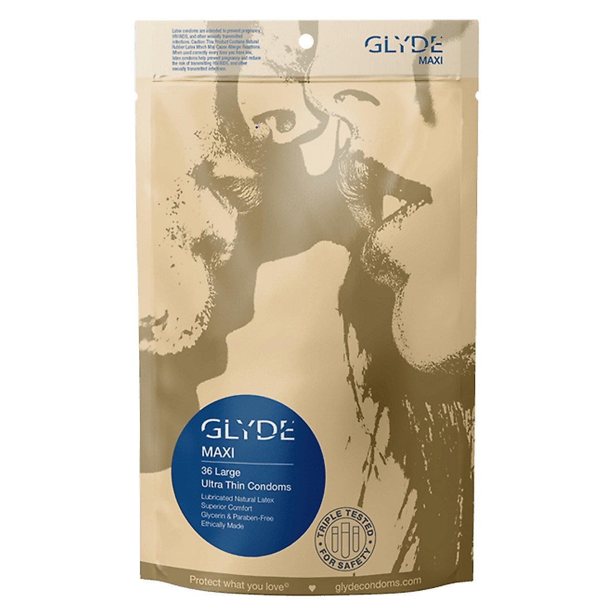 GLYDE Maxi - Large Fit Condoms - 36 Count - Ultra-Thin, Vegan, Non-Toxic, XL Size, Natural Rubber Latex, 56mm for Generous Fit