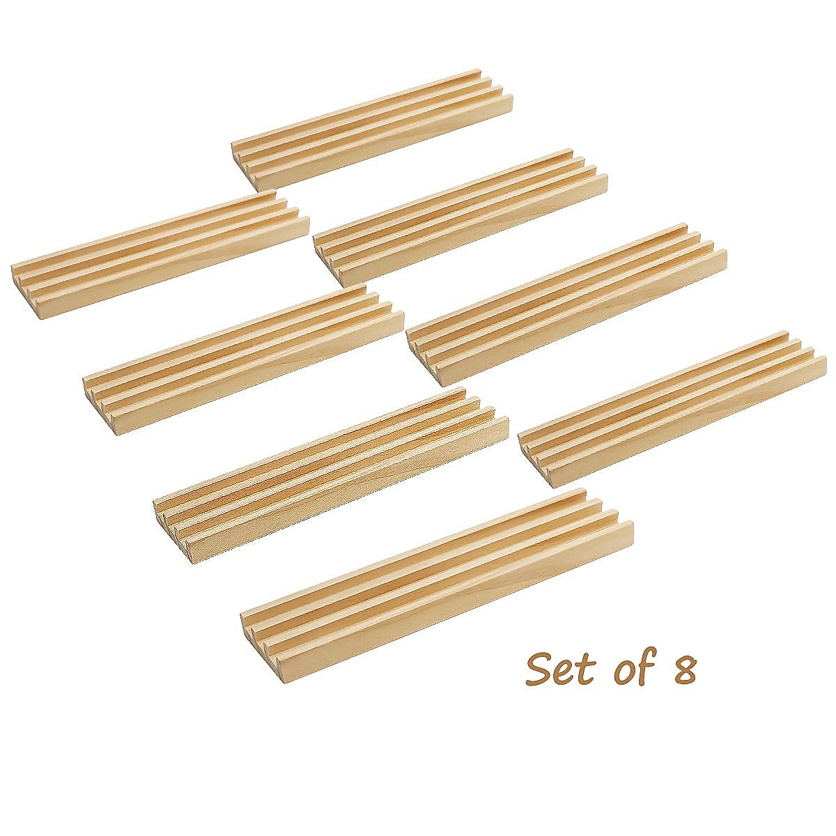 Exqline Wooden Domino Racks Set of 8 Premium Domino Trays Holders Organizer for Mexican Train Chickenfoot and Other Domino Games - Dominoes NOT Included