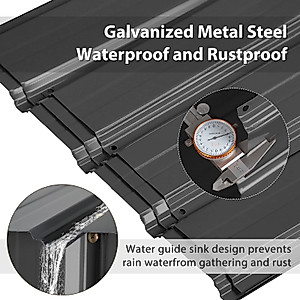Verano Garden 8’x6’ Outdoor Storage Shed, Galvanized Metal Steel Shed,Double Door W/Lock, Garden Storage for Backyard, Patio, Lawn (96.65"x63.39"x77.17)