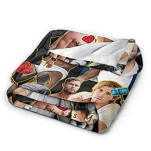 Blanket Chris Hemsworth Soft and Comfortable Warm Fleece Blanket for Sofa,Office Bed car Camp Couch Cozy Plush Throw Blankets Beach Blankets