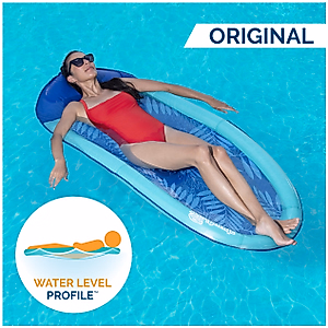 SwimWays Spring Float Original Pool Lounge Chair with Hyper-Flate Valve, Teal Palm
