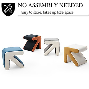 Small Footstool Ottoman, Modern Velvet Upholstered Foot Stool Ottoman, Dressing Makeup Accent Chair, Sofa Footrest Extra Seating for Living Room Bedroom Small Spaces Apartment Office (Black + Orange)