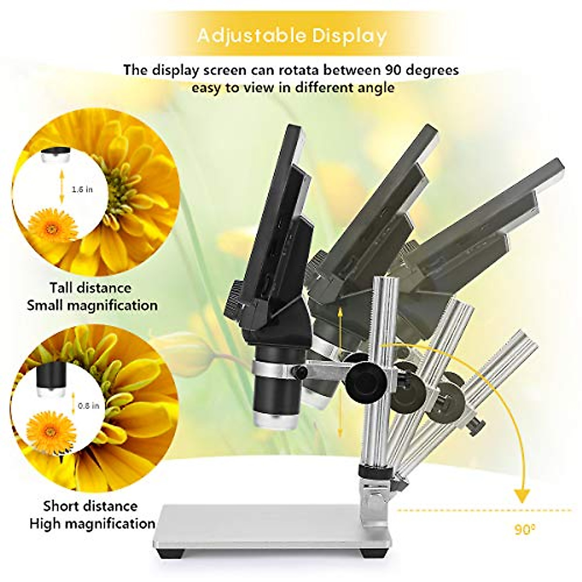 Amoper 7" LCD Digital USB Microscope 1200X, 1080P HD Coin Microscope, Camera Video Recorder with 8 Lights for Soldering PCB Circuit Board Repair Coin Insect Magnification, Windows Compatible