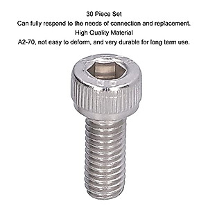 Orenic 30Pcs Socket Cap Screw M5 A2‑70 Metal Connection Part Set Kit, Stainless Steel Socket Head Cap Screws, Hex Socket Head Cap Screws(M5*12)