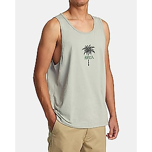 RVCA Mens Regular Fit Knit Tank Top Shirt - Palm Wire (Iron, Medium)