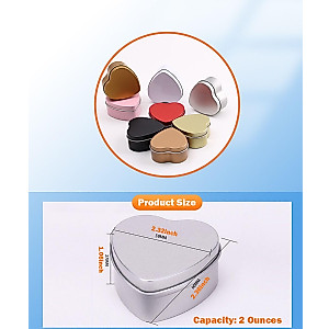 Alunsito 12 Pack 2 Ounce Metal Tins Cans, Heart Shaped Empty Containers with Clear Window Lids for Candles, Arts & Crafts, Storage in Kitchen & Office Use, Gold