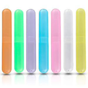 Travel Toothbrush Case,Portable Plastic Toothbrush Box Mixed Color Toothbrush Travel Holder Case Storage Cover(7 Pack)