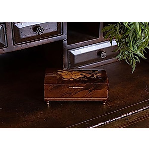 Haelo 43Vol Musical Instruments Violin 6 x 3 Inch Italian Hand Crafted Inlaid Wood Jewelry Music Box Plays Tune Rock of Ages