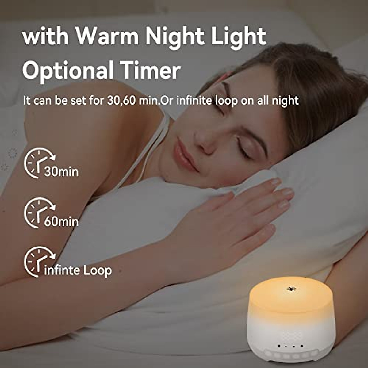 Vtechvat Sound Machine Baby Sound Machine for Sleeping, White Noise Machine with App Control 7 Color Night Light 30 Soothing Sounds Adjustable Volume and Brightness Noise Machine for Baby Adults Kids