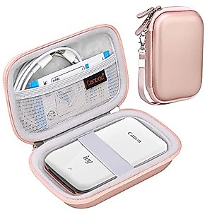 Canboc Hard Case for Canon Ivy Mini/Canon Ivy 2 Mini/Canon Ivy CLIQ+2 CLIQ 2 CLIQ+ Photo Printer Mobile Wireless Bluetooth Instant Camera Printer, Mesh Bag fit Photo Paper and Cable, Rose Gold